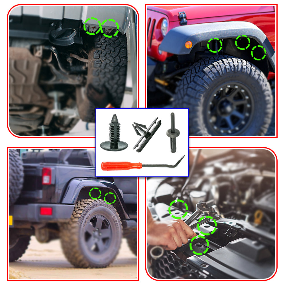 61 Pcs Blind Rivets Fender Flare Clips Bumper clips Kit Replaces Chry Mean Mug Auto